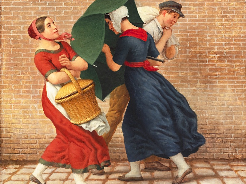 Street Scene on a Windy Day Jigsaw Puzzle